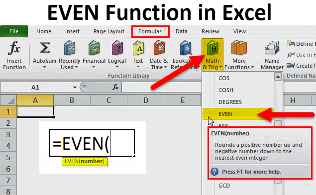 EVEN Function Formula Examples How To Use EVEN In Excel 