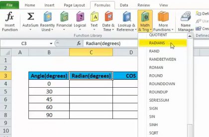 COS in Excel (Formula, Examples) | How to Use the COS Function?