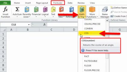 COS in Excel (Formula, Examples) | How to Use the COS Function?