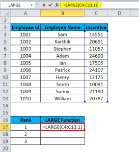 LARGE Function in Excel (Formula, Examples) | How to Use LARGE?