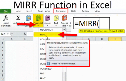 MIRR in Excel (Formula,Examples) | How to Use MIRR Function?