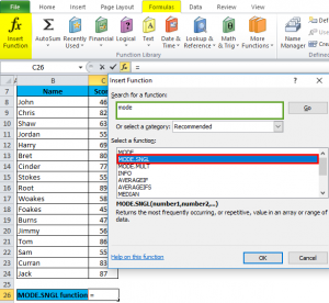 MODE in Excel (Formula, Examples) | How to use MODE Function?