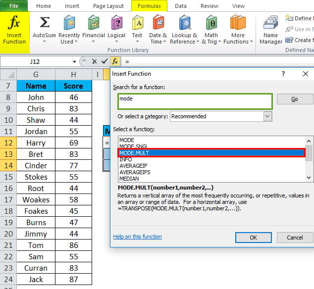 MODE In Excel Formula Examples How To Use MODE Function 