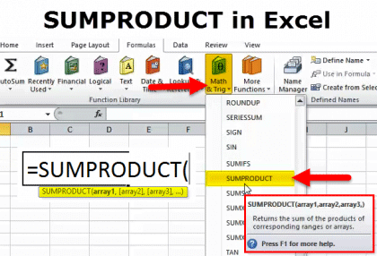 SUMPRODUCT in Excel (formula,examples) | How to use SUMPRODUCT