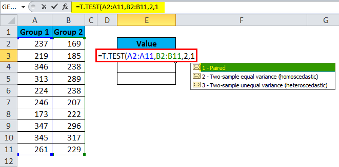 T TEST In Excel Formula Examples How To Use T TEST Function 