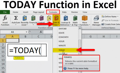 TODAY in excel (Formula, Examples) | How to Use TODAY Function