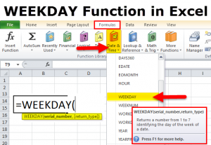 WEEKDAY in Excel (Formula,Examples) | How to Use WEEKDAY Function