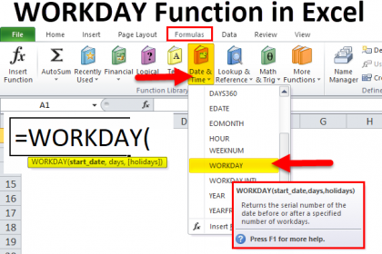 WORKDAY in Excel (Formula, Examples) | Use of WORKDAY Function