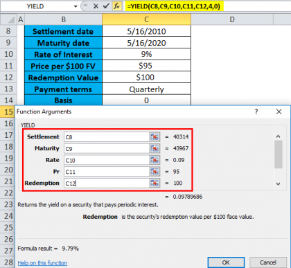 YIELD Function in Excel (Formula, Examples) | How to Use YIELD?