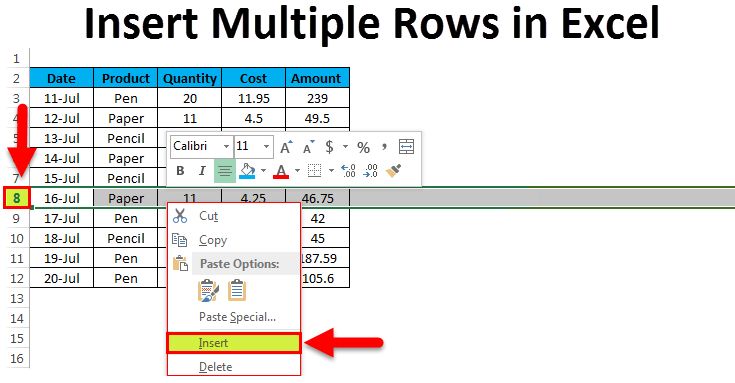 Insert Multiple Rows In Excel Examples How To Insert Multiple Rows 