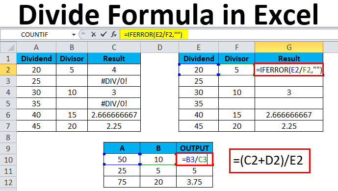 Divide In Excel Formula Examples How To Use Excel Divide 