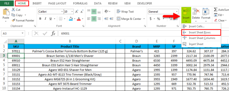 Insert Row Shortcut in Excel | How to Insert Row Using Shortcut Method
