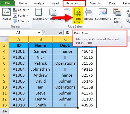 Print Area In Excel Example How To Set Excel Print Area 