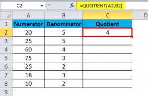 QUOTIENT in Excel (Formula, Examples) | Uses of QUOTIENT Function