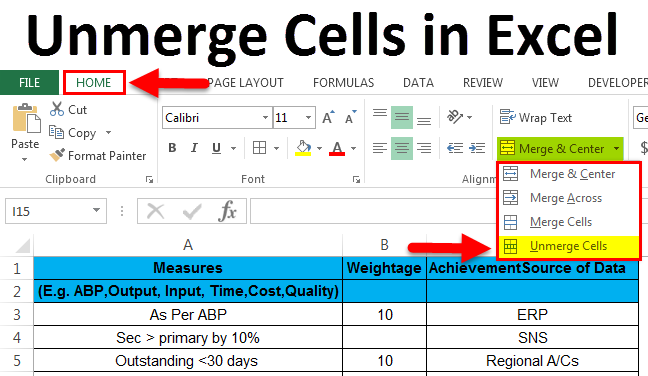 Unmerge Cells In Excel Examples How To Unmerge Cells 