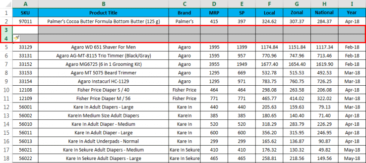 Insert Row Shortcut in Excel | How to Insert Row Using Shortcut Method