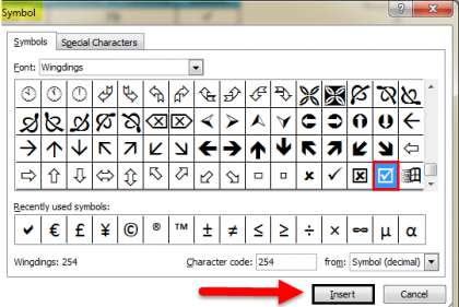 CheckMark in Excel (Examples) | How to insert checkmark symbol?