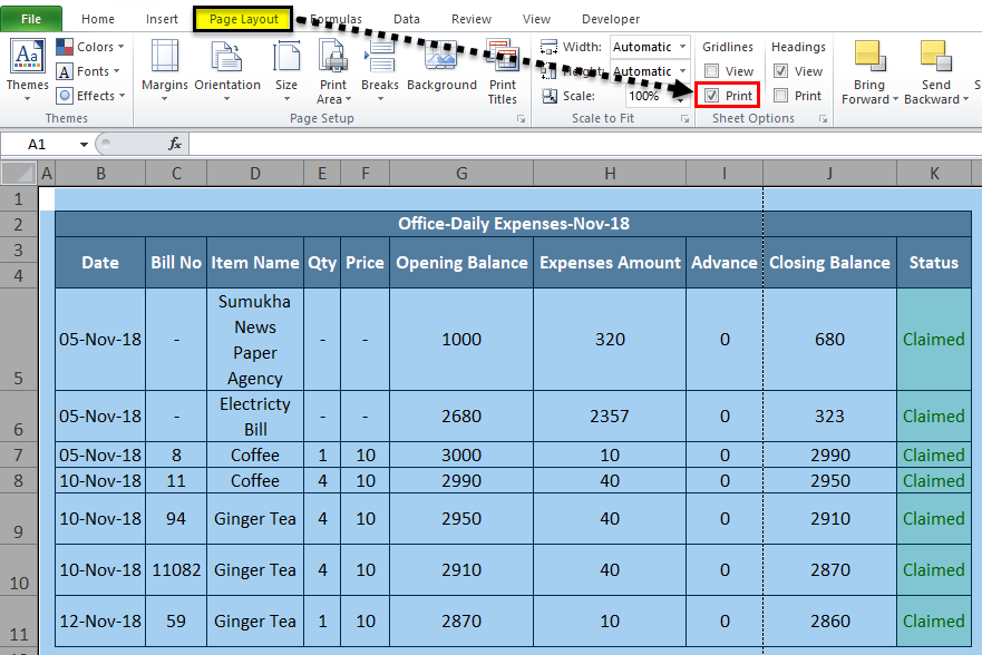 Excel Gridlines LaptrinhX