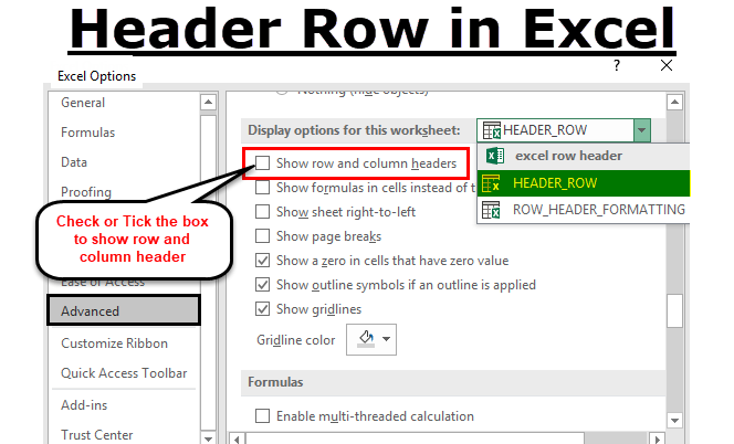 Header Row In Excel How To Turn On Or Off Header Row In Excel 