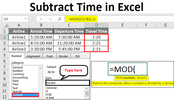 Subtract Time In Excel Excel Formula To Subtract Time Values 