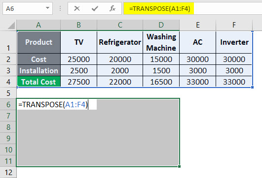 TRANSPOSE Formula In Excel How To Use TRANSPOSE Formula 