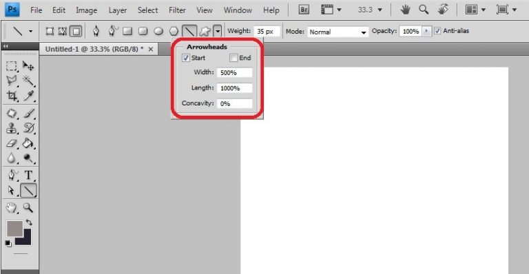 Line Tool in Photoshop | Steps to use Line Tool with Screenshots