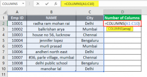 COLUMNS Formula in Excel | How to Use COLUMNS Formula in Excel?