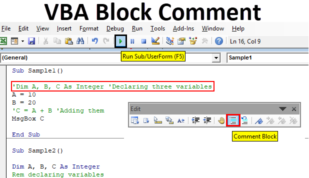VBA Block Comments Comment A Block Of Code In Excel VBA