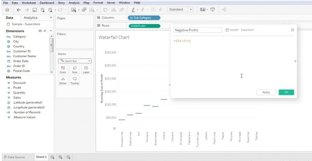 Waterfall Chart in Tableau | Guide to Construct Waterfall Chart in Tableau