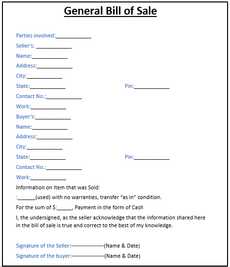 Business Bill Of Sale Template Hndase