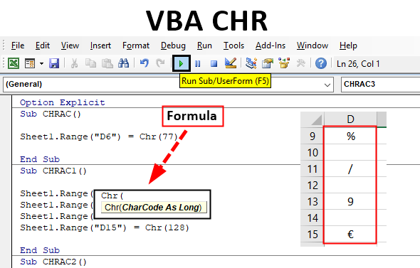 VBA CHR Mapping Of Characters With Their ASCII Values