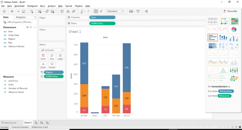 Stacked Bar Chart in Tableau | Stepwise Creation of Stacked Bar Chart