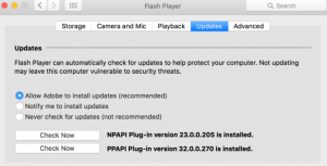 Adobe Flash Settings | Various Adobe Flash Settings