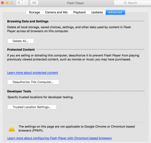 Adobe Flash Settings | Various Adobe Flash Settings
