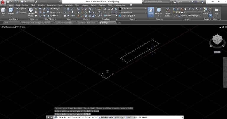 Extrude In Autocad Creating Extrude Effect And Extrude Tool In Autocad