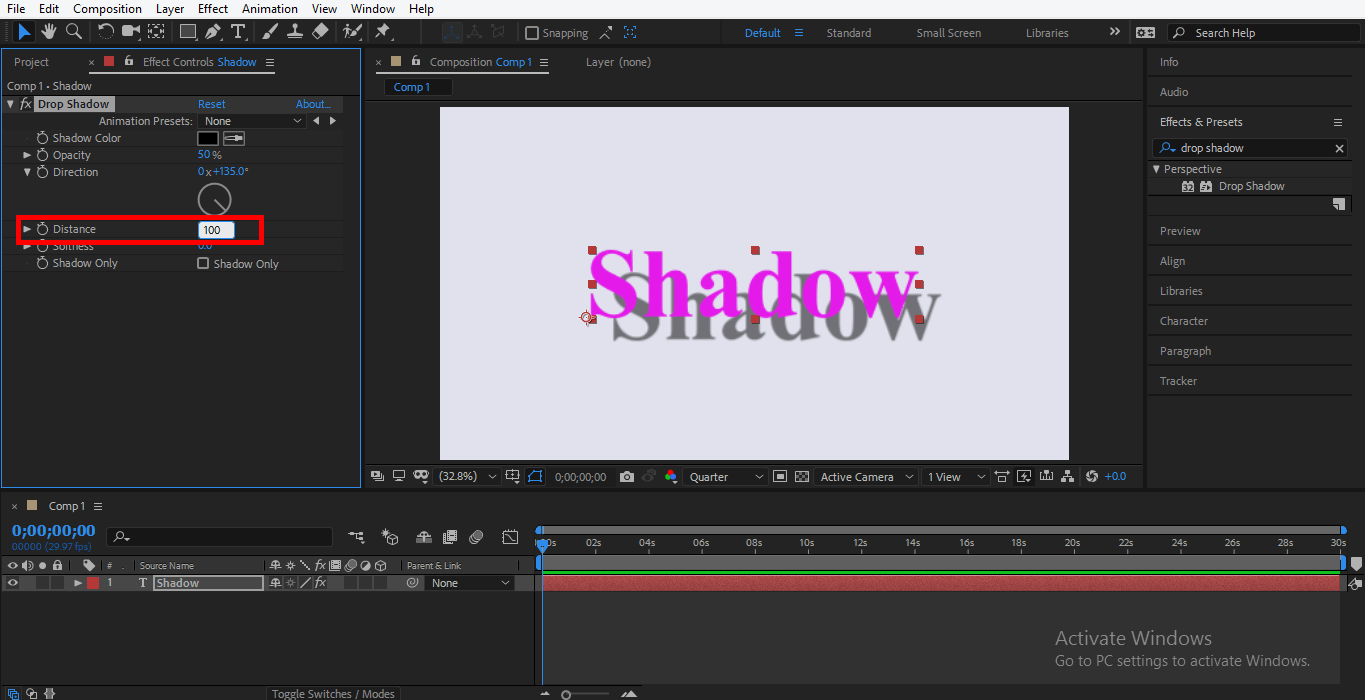 Drop Shadow In After Effects Animating Model Using Shadow Effects