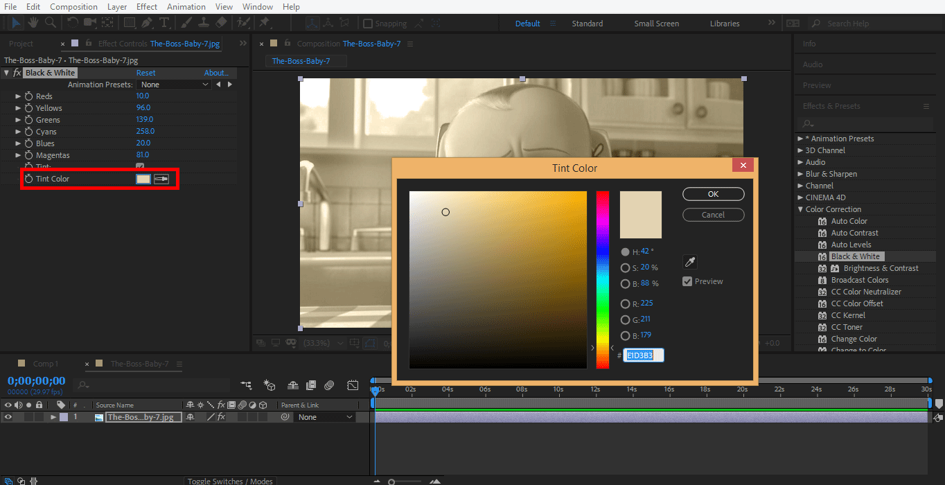 Color Correction in After Effects | Color Correction and Balancing an Object