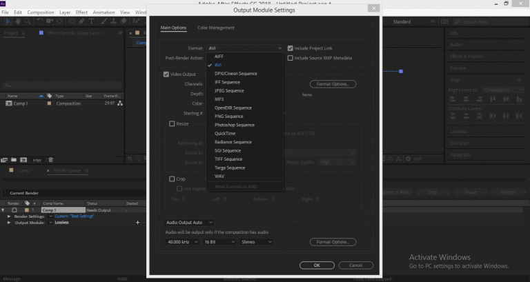 Export in After Effects | Export command of Adobe After Effect