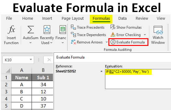 Excel Evaluate Formula Examples To Evaluate Formula In Excel