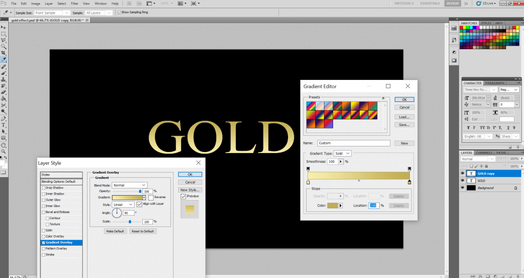 Gold Text Effect in Photoshop | Create an Easy Realistic Gold Text Effects
