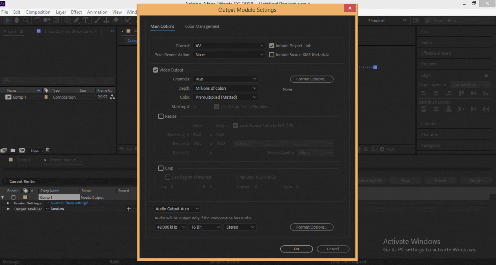 Export in After Effects | Export command of Adobe After Effect