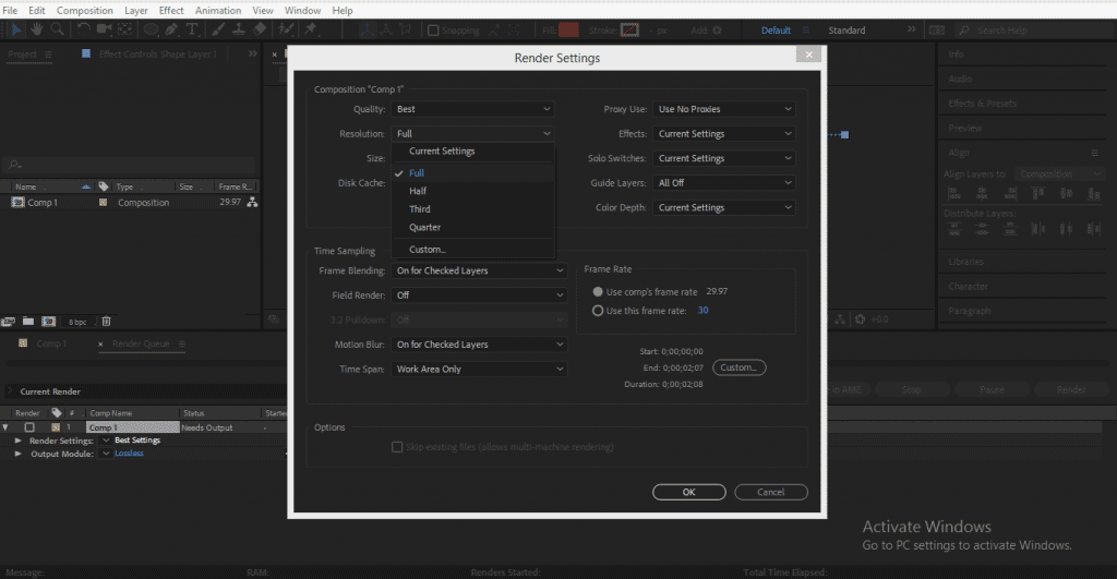 Export in After Effects | Export command of Adobe After Effect