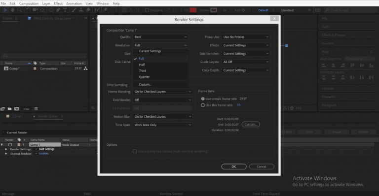 Export in After Effects | Export command of Adobe After Effect