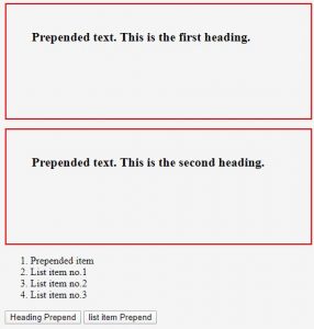 jQuery prepend() | Parameters of jQuery prepend() with Examples