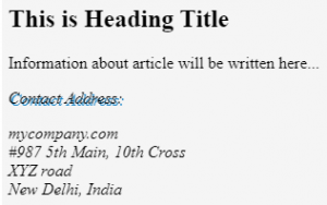 HTML Address Tag | Learn the Examples to implement HTML address Tag