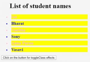 jQuery toggleClass() | Parameters and Examples of jQuery toggleClass()