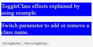 jQuery toggleClass() | Parameters and Examples of jQuery toggleClass()