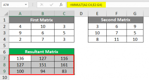 MMULT in Excel | Examples to Perform Matrix Multiplication in Excel
