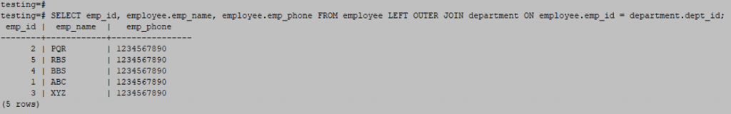 Left Outer Join In Postgresql Understanding Of Left Outer Join