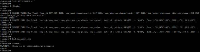 Postgresql Commit Examples To Implement Commit In Postgresql 